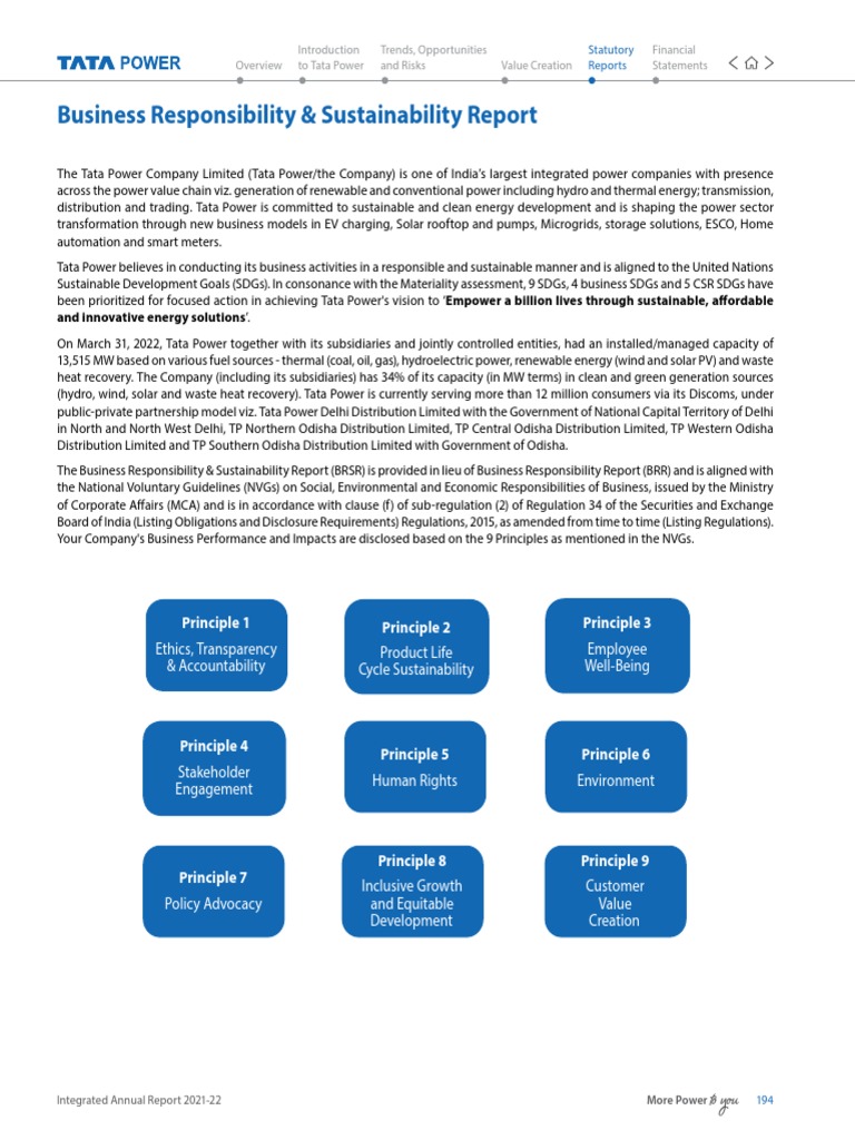 Business Responsibility Sustainability Report Fy21 22 | PDF | Corporate ...