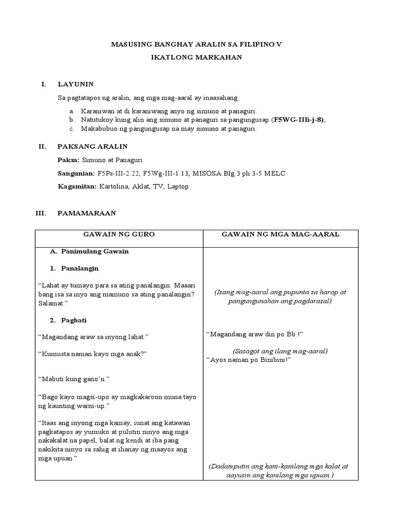 Detailed Lesson Plan | PDF