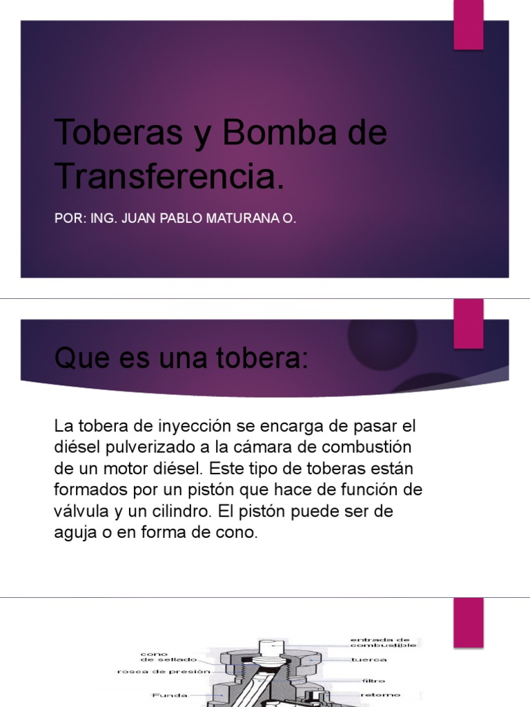 Toberas y Bomba de Transferencia. | PDF