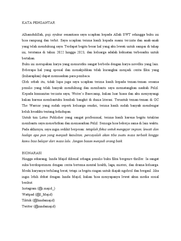 KATA PENGANTAR Dan BIONARASI | PDF