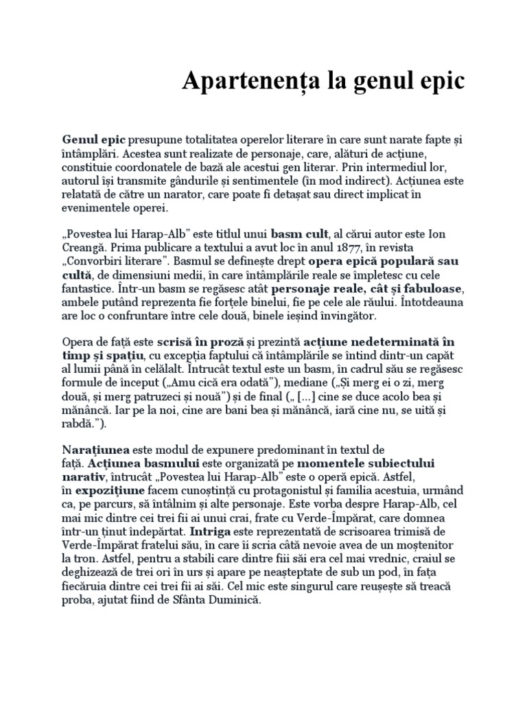 Apartenența La Genul Epic | PDF