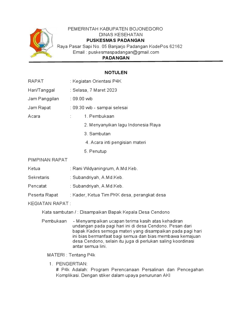 Notulen P4K 2023 | PDF