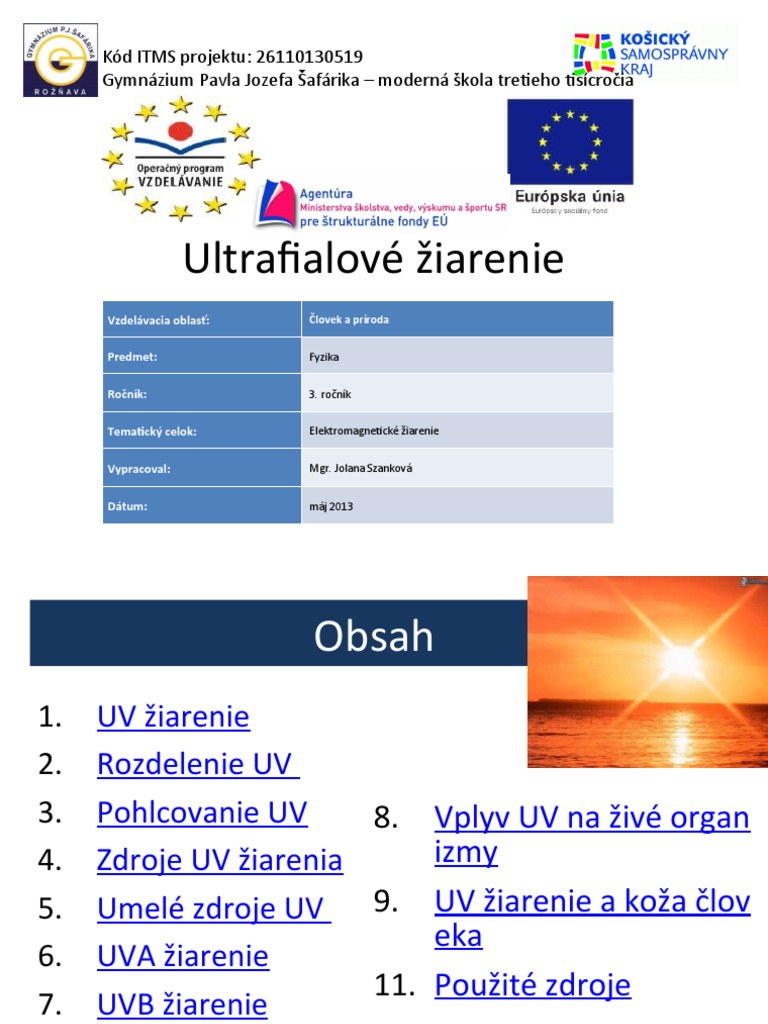 PP Ultrafialové Žiarenie FYZ 3R Szanková | PDF