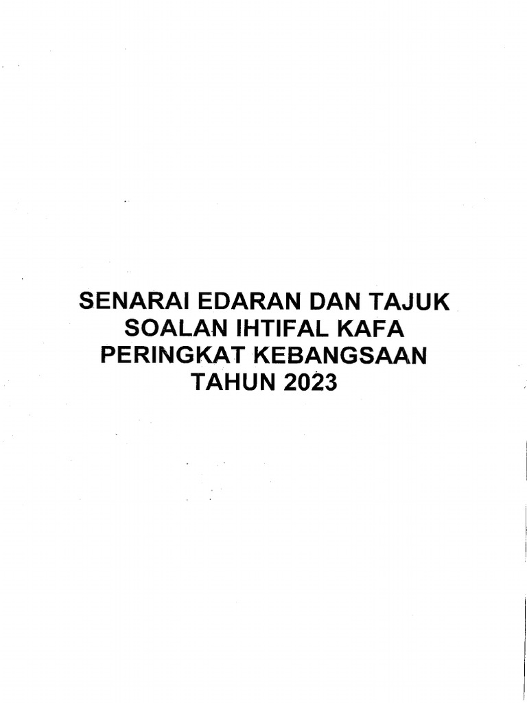 Senarai Acara Dan Tajuk Soalan Ihtifal Kafa Tahun 2023 PDF | PDF