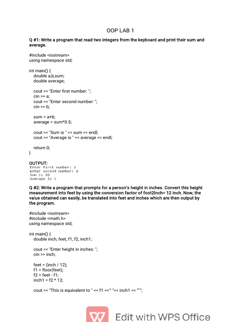OOP Lab 1 | PDF | Fahrenheit | Integer (Computer Science)