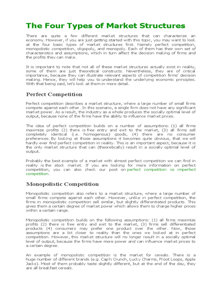 Types of Market Structure | PDF | Profit (Economics) | Monopoly