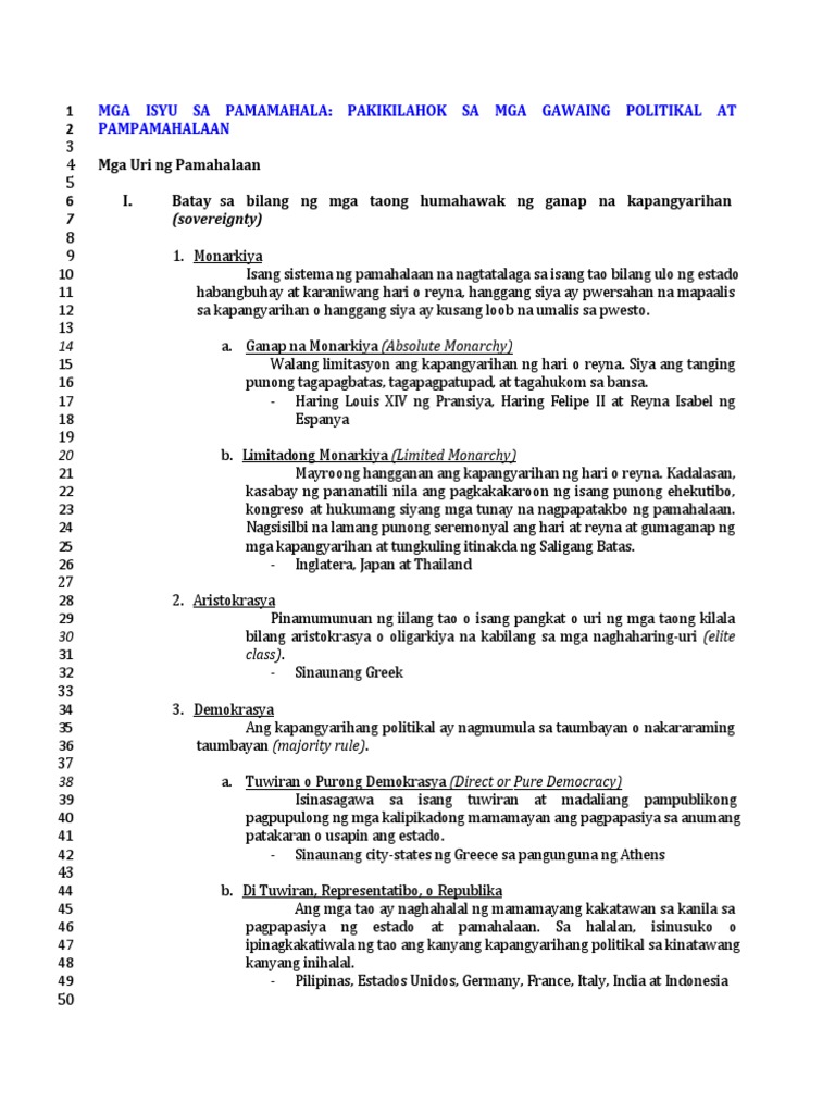 Ap 10 Mga Uri o Anyo NG Pamahalaan 4TH QTR 1 | PDF