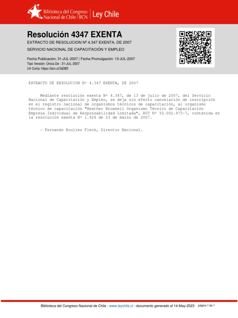 RES-4347-EXENTA_31-JUL-2007 | PDF