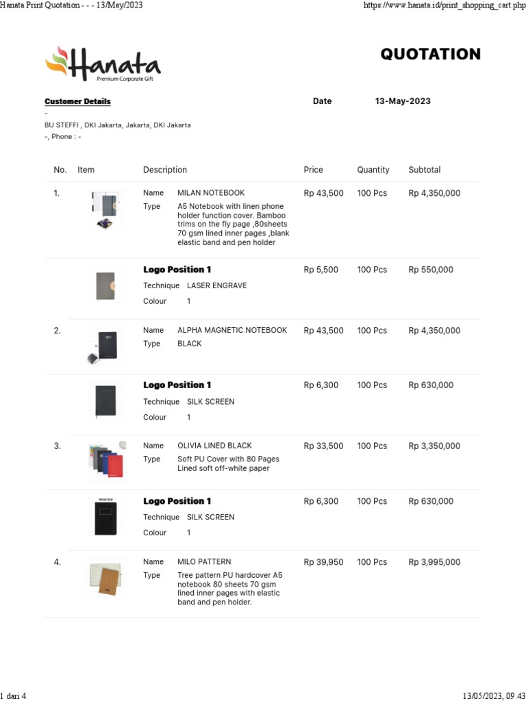 Print Quotation Template | PDF