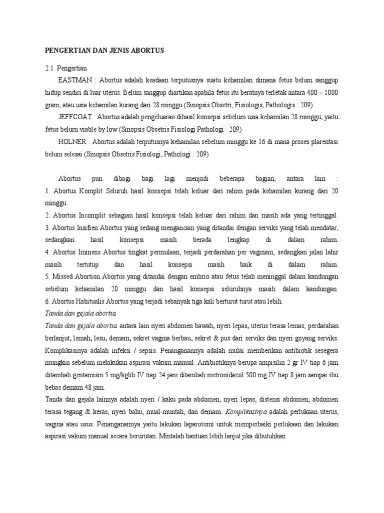 PENGERTIAN DAN JENIS ABORTUS | PDF