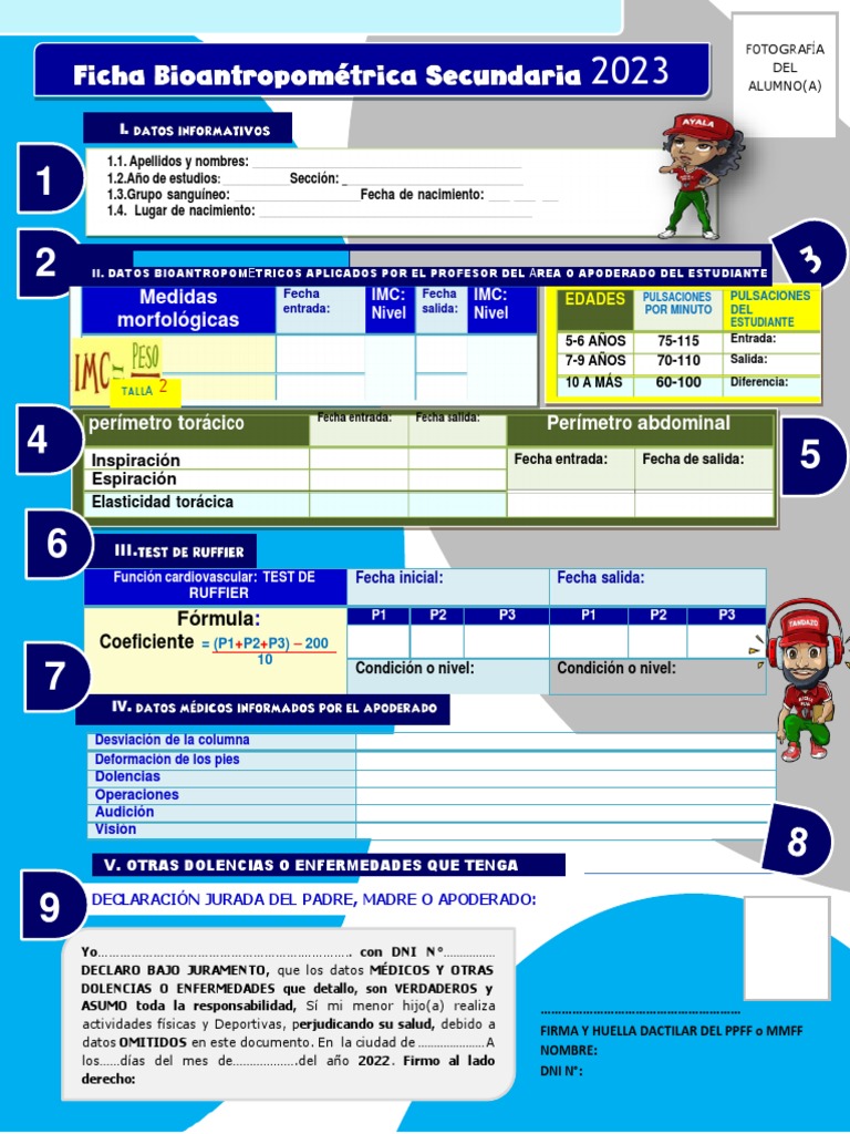 Ficha Bioantropomerica-Sec-2023 | PDF | Medicina CLINICA | Especialidades Medicas