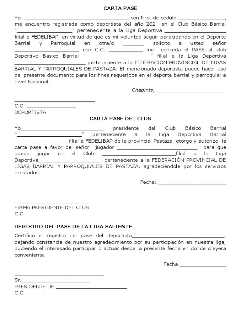 Modelo de Pase | PDF