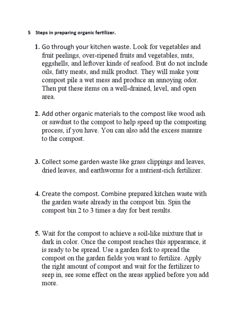 5 Steps in Preparing Organic Fertilizer | PDF