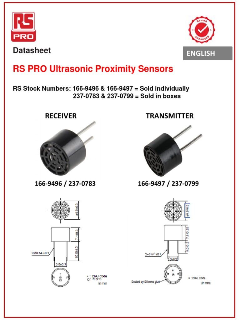 RS PRO Ultrasonic Proximity Sensors: Datasheet | PDF | Technology ...