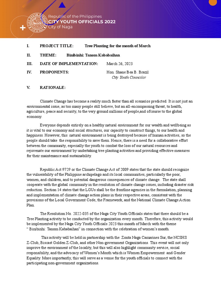 Tree Planting Proposal - Final | PDF | Climate Change | Natural Environment