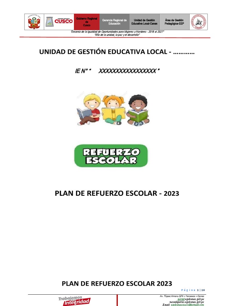 2 - Esquema Sugerido - Plan Ie Refuerzo-Escolar de Ie | PDF | Evaluación | Educación primaria