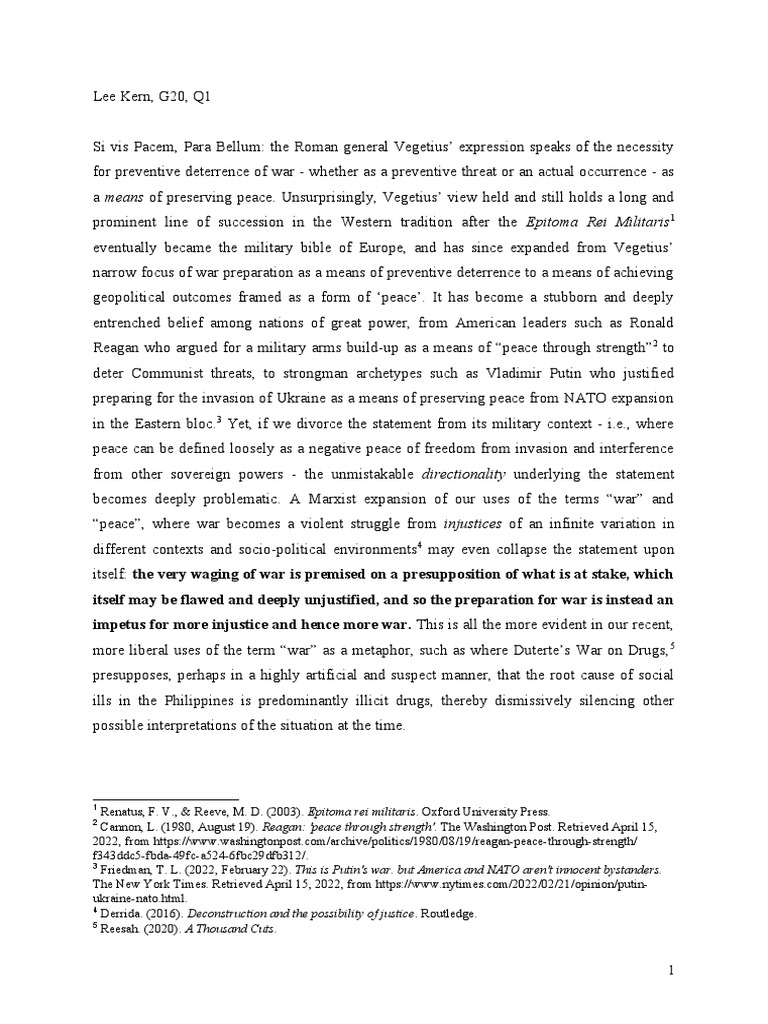 Lee Kern, G20, Q1 | PDF | Peace | Sovereignty