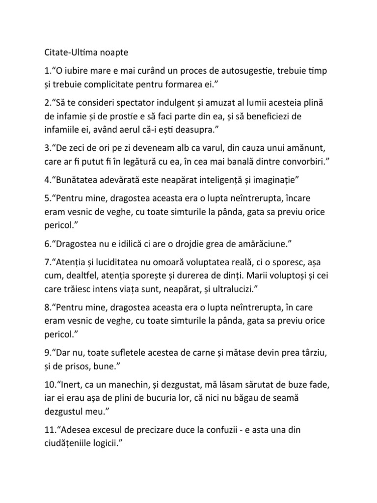 Citate-Ultima Noapte | PDF