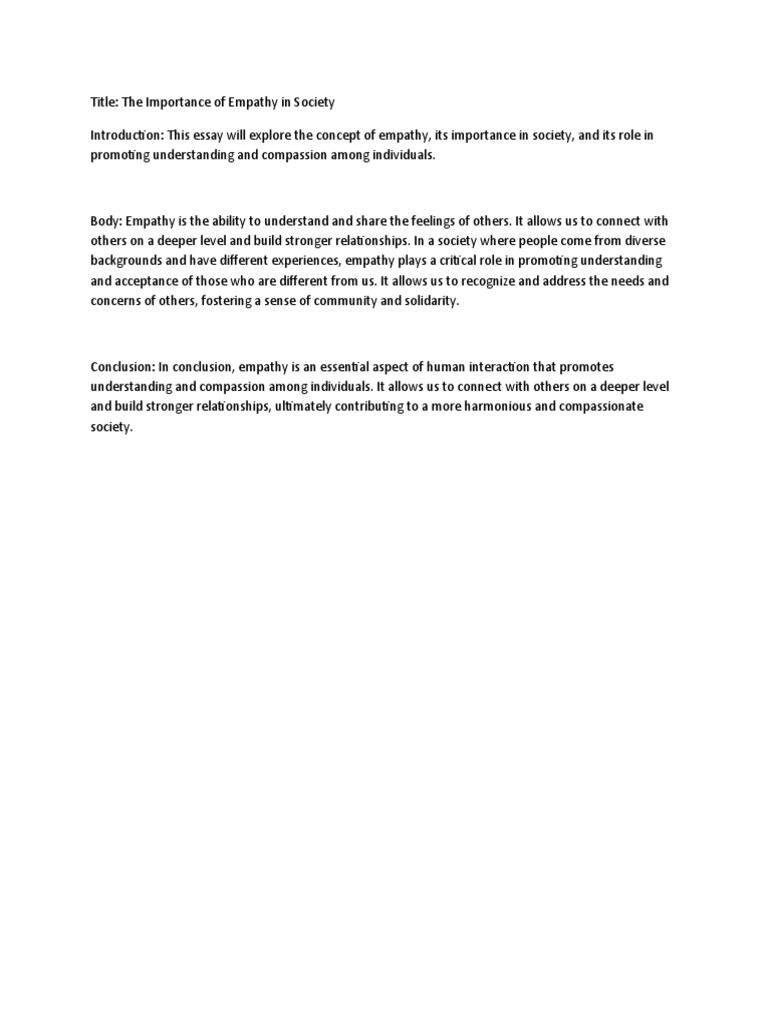 The Importance of Empathy in Society | PDF
