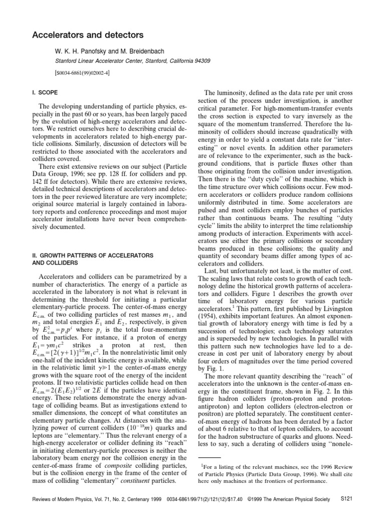 Panofsky 1999 | Download Free PDF | Particle Accelerator | Electron