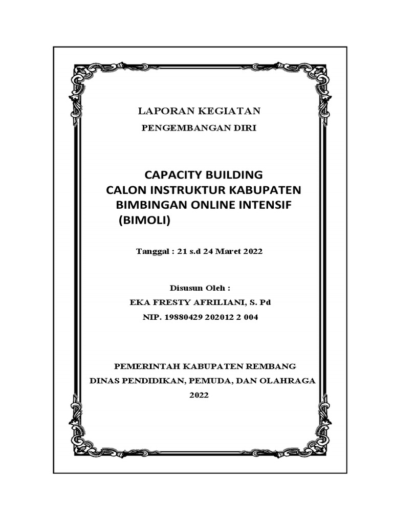 Laporan Pelaksanaan Kegiatan Pelatihan Capacity Building Instruktur Kab. Rembang 2022 | PDF