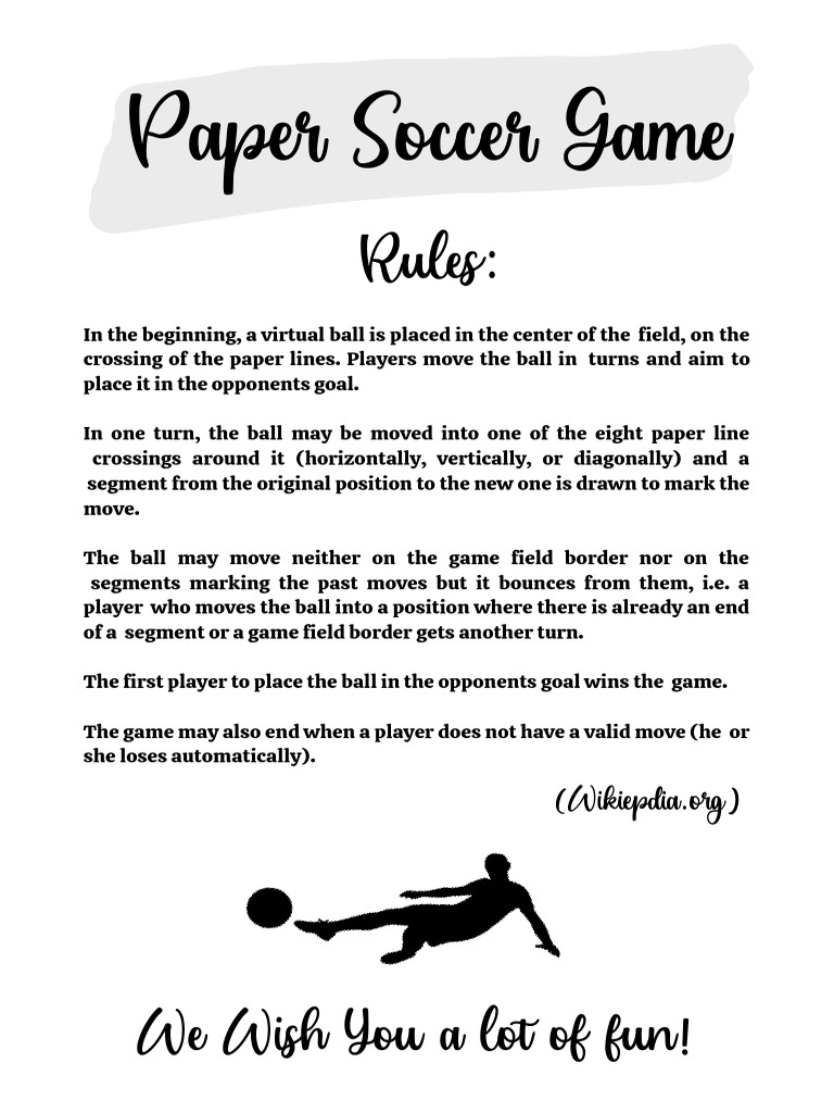 Paper Soccer Game Rules Explained | PDF