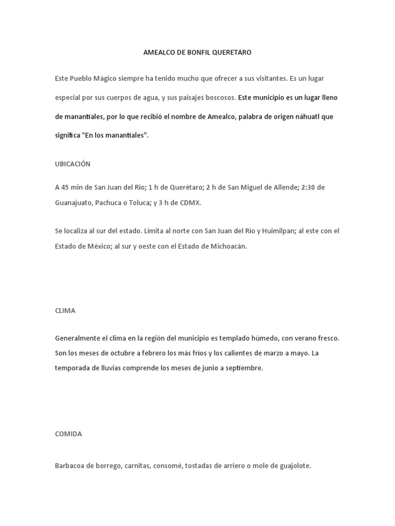 Amealco de Bonfil: Pueblo Mágico en Querétaro | PDF