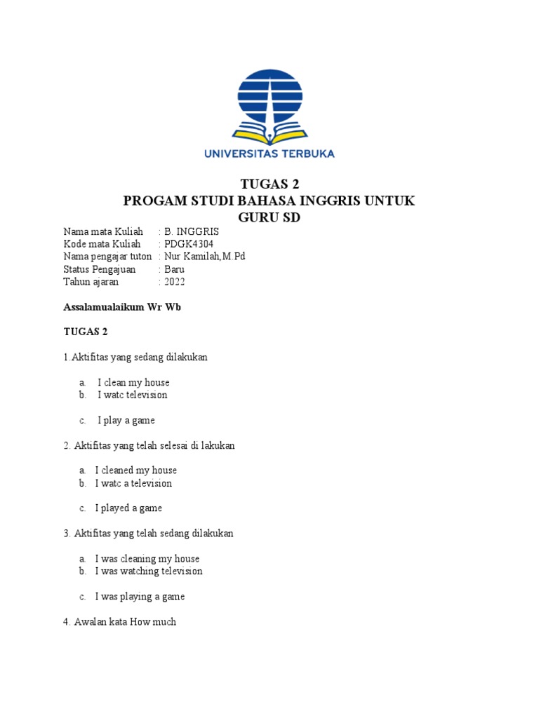 TUGAS 2 BAHASA INGGRIS (Revisi) | PDF