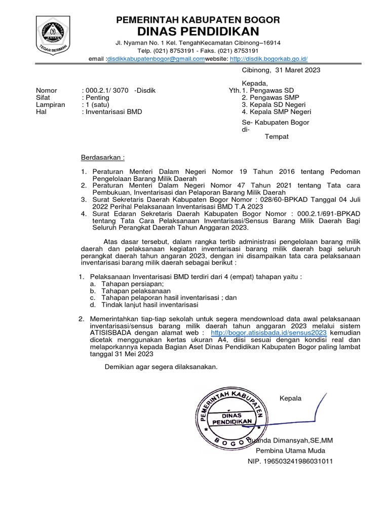 Surat Edaran Sensus BMD 2023 | PDF