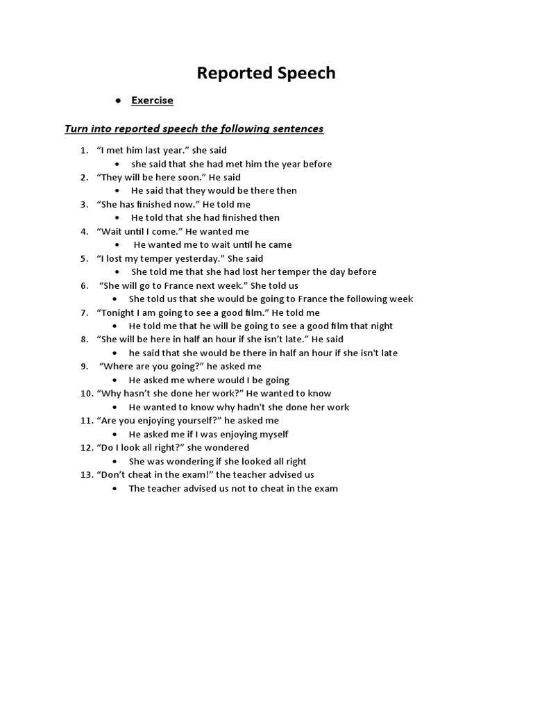 Reported Speech | PDF