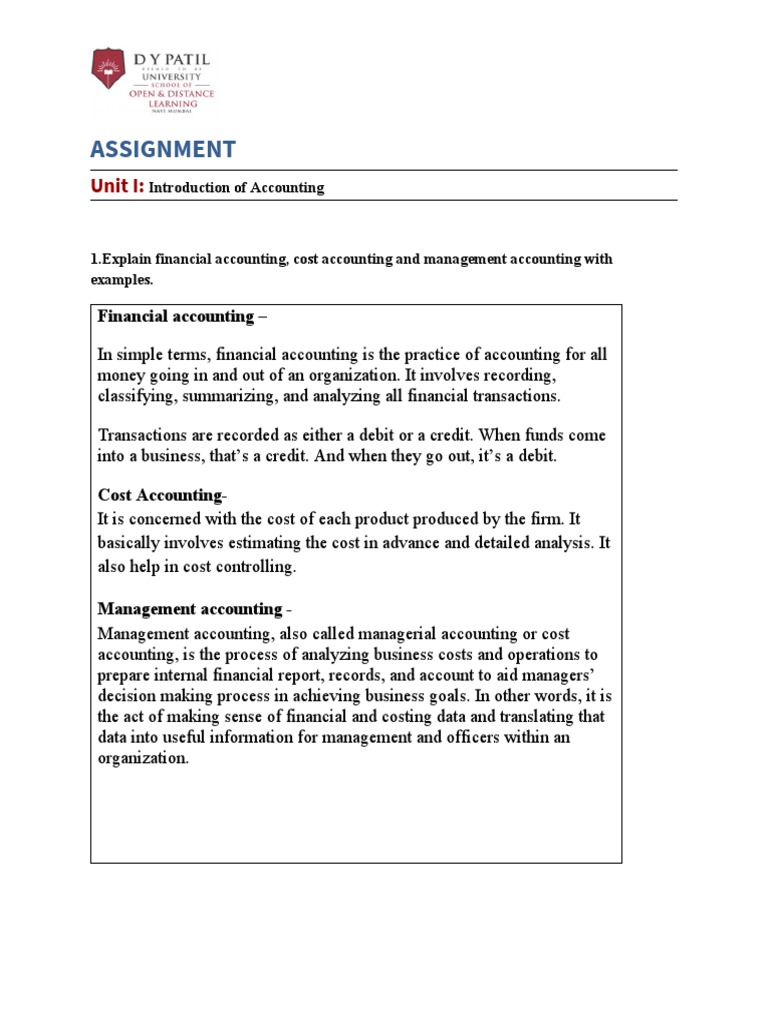 Assignment 1 (1) Ia | PDF | Debits And Credits | Accounting