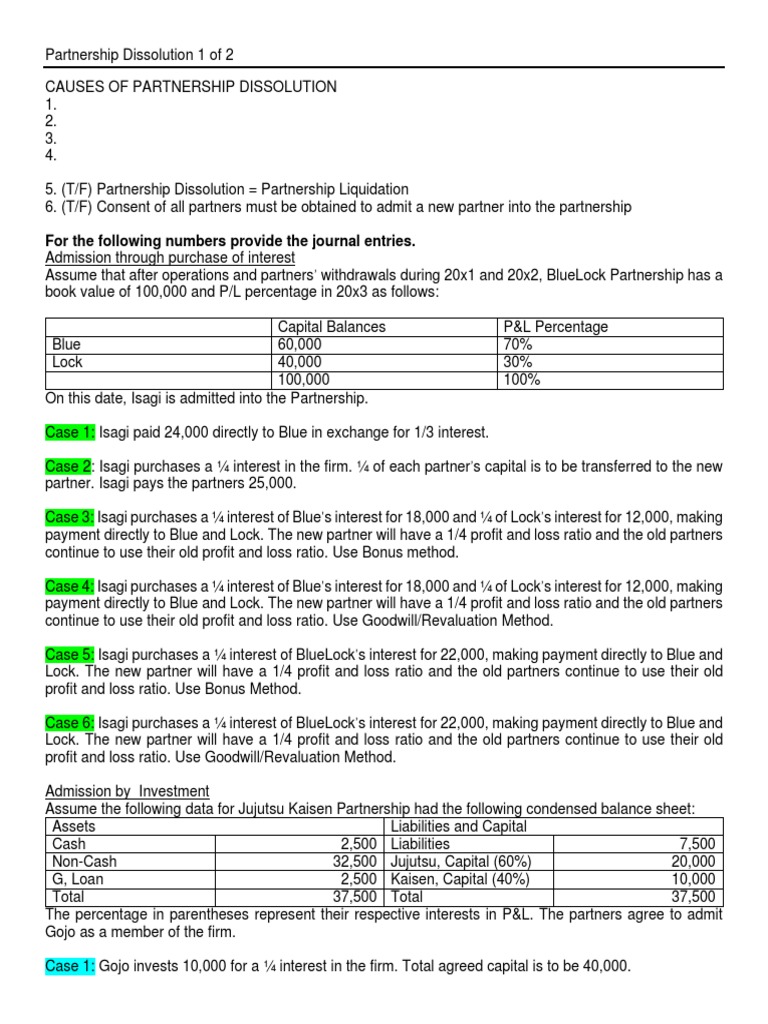 Partnership Dissolution 1of 2 PDF | PDF | Interest | Fair Value