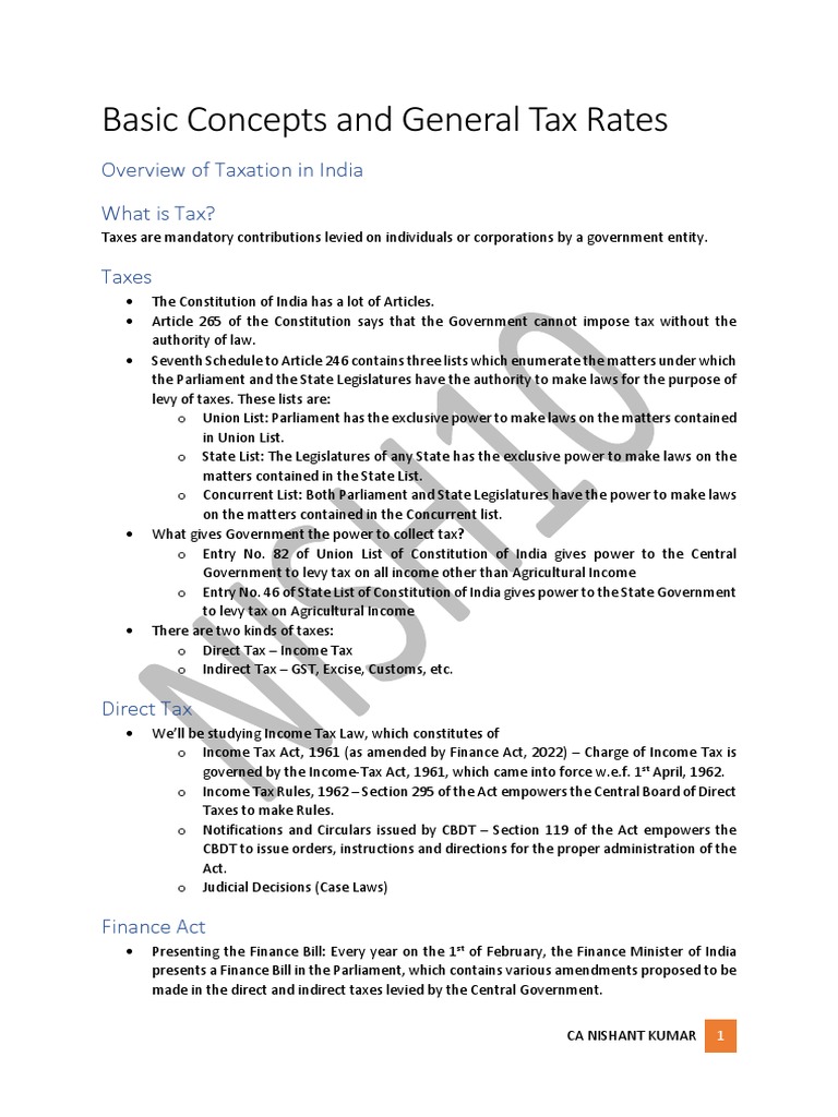 Income Tax Basics and Rates in India | PDF | Taxes | Taxation