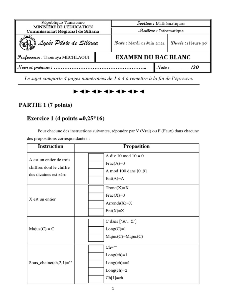 DS2 (Maths) 2021 Thouraya - PDF Version 1 PDF | PDF