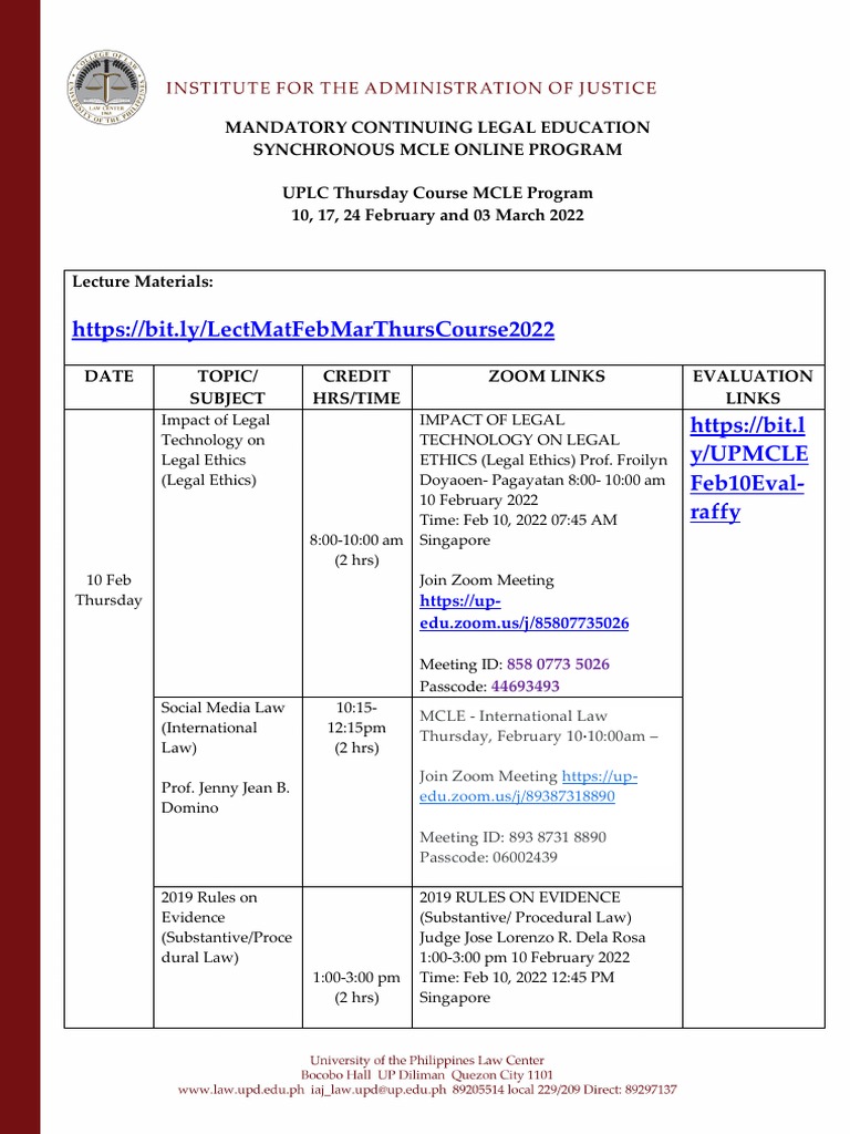 MCLE Online Program Schedule 2022 | PDF | Alternative Dispute ...