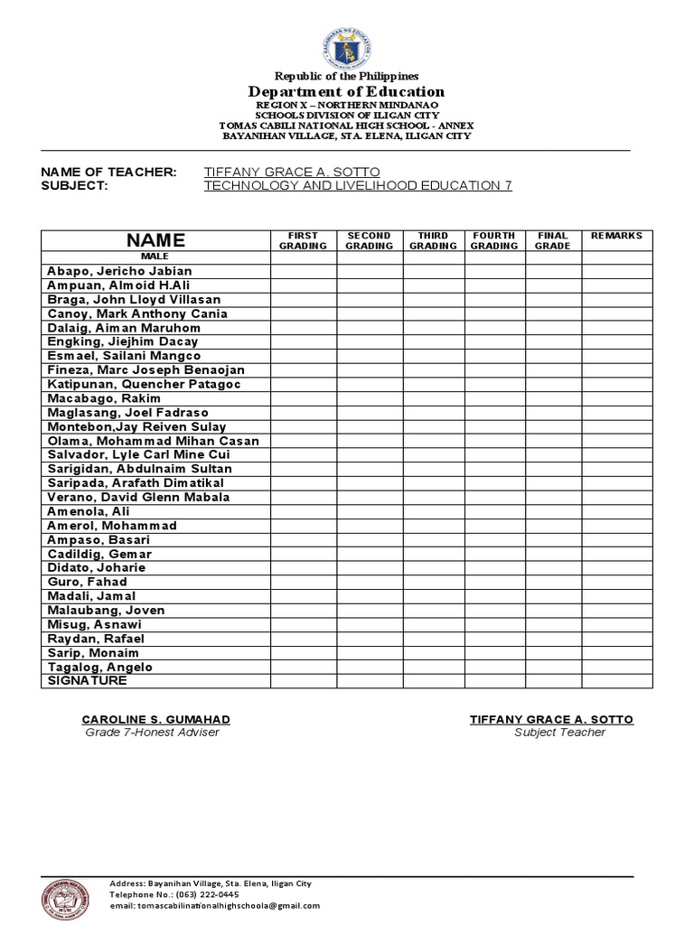 Grading Sheet | PDF | Philippines