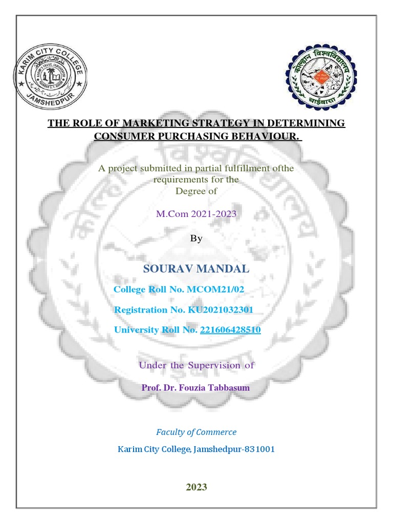 The Role of Marketing Strategy in Determining Consumer Purchasing Behaviour. | Download Free PDF ...