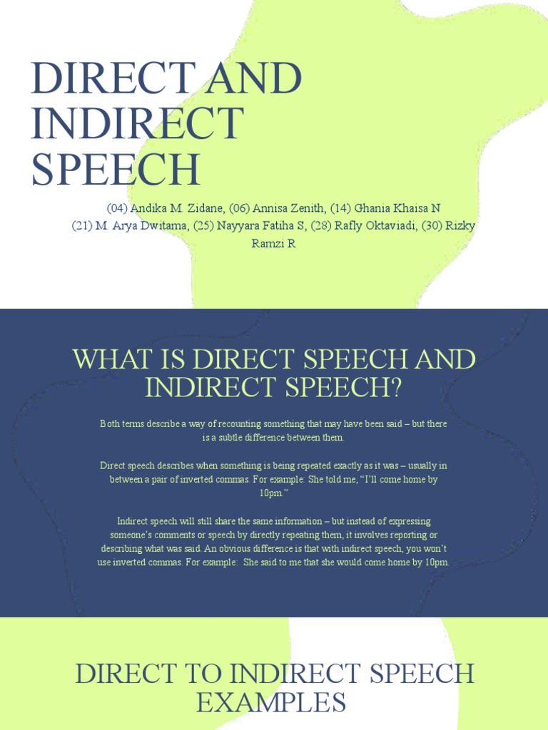 Direct and Indirect Speech | PDF | Human Communication | Linguistics