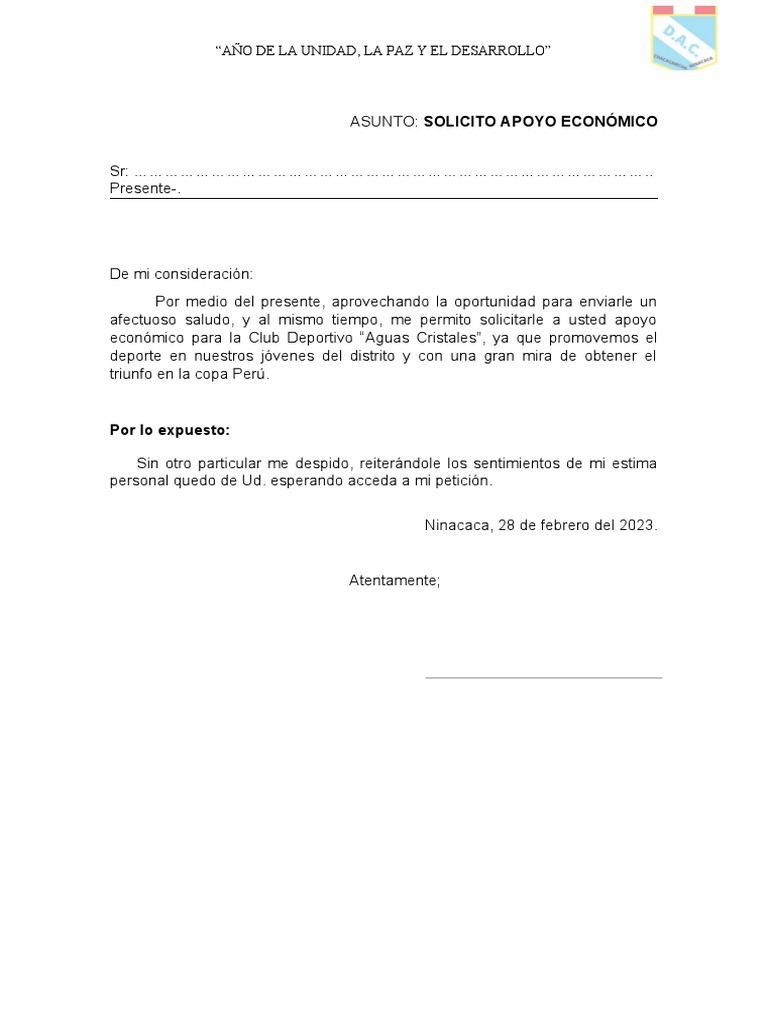 SOLICITUD DE APOYO ECONÓMICO | PDF