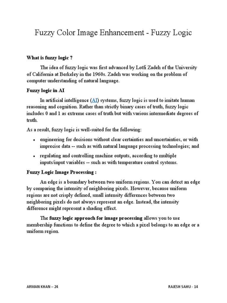 Fuzzy Color Image Enhancement Pdf Fuzzy Logic Cognition