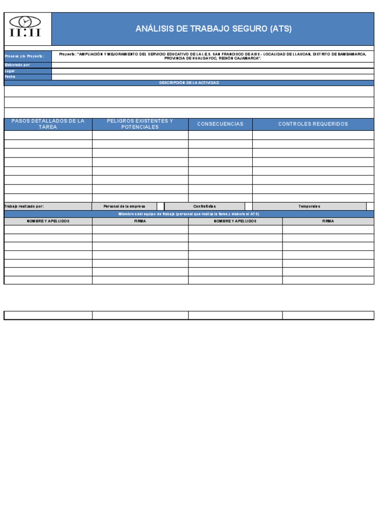 Formato Ats Análisis de Trabajo Seguro | PDF