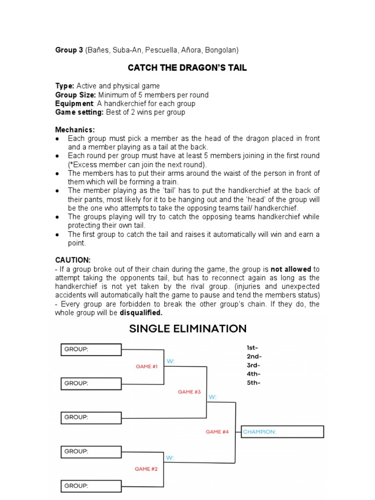 Catch the Dragon's Tail Game Rules | PDF | Sports & Recreation