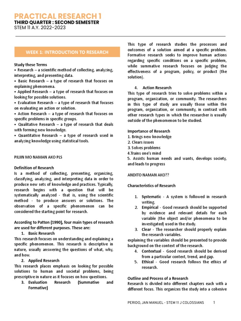 An Introduction to Research Methodology: Defining Key Terms, Types of ...