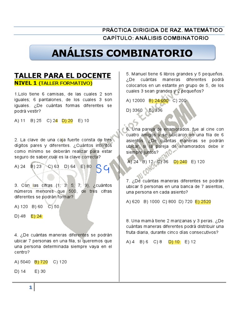 ANÁLISIS COMBINATORIO | PDF