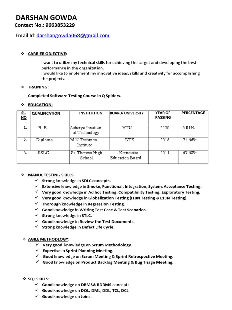 Software Tester Resume | PDF | Scrum (Software Development) | Software ...