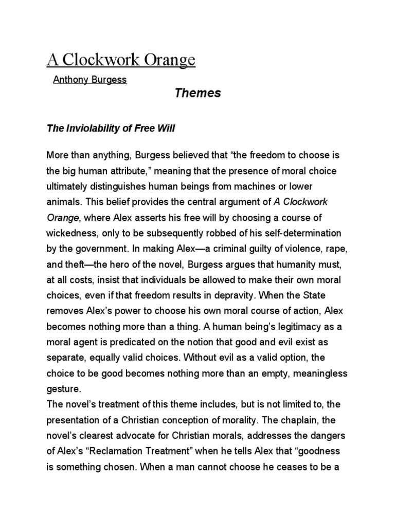 A Clockwork Orange | PDF | Free Will | Evil