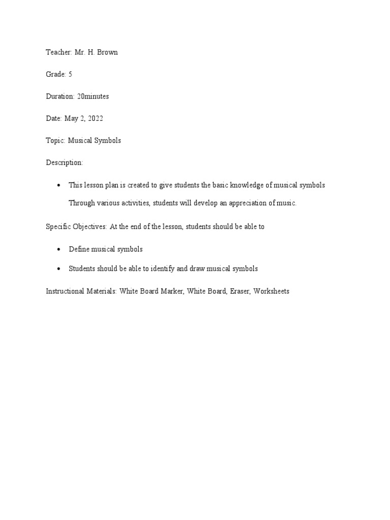 grade 5 lesson plan | PDF