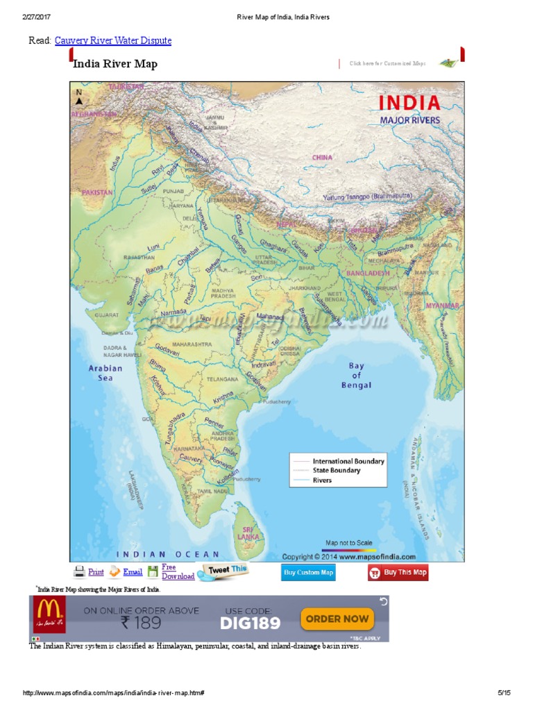 River Map of India, India Rivers | PDF