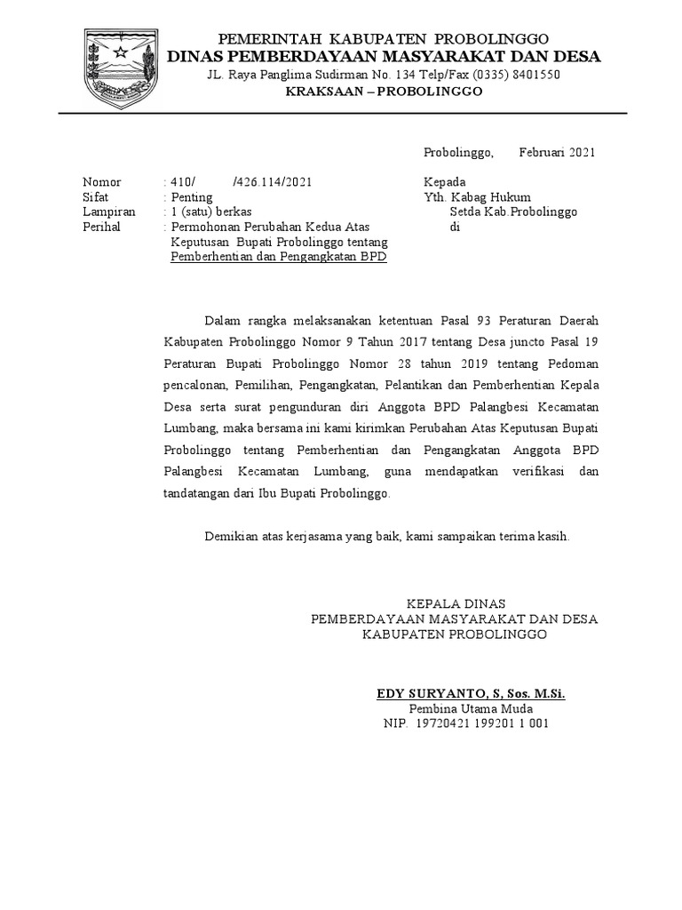 Surat Pengantar SK | PDF