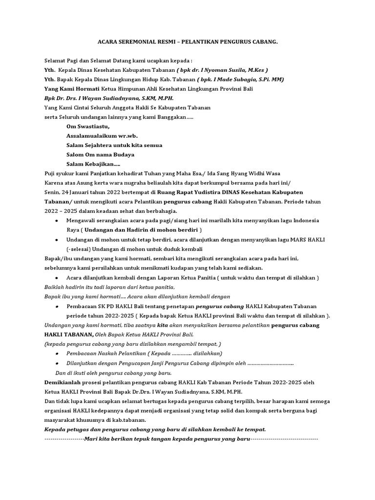 Acara Seremonial Resmi | PDF